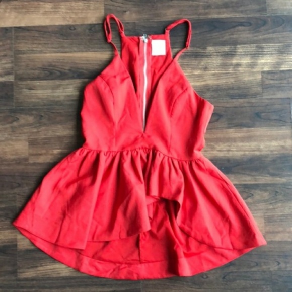 Angel Biba | Tops | Angel Biba Red Peplum Deep V Wire Top 8 Small ...